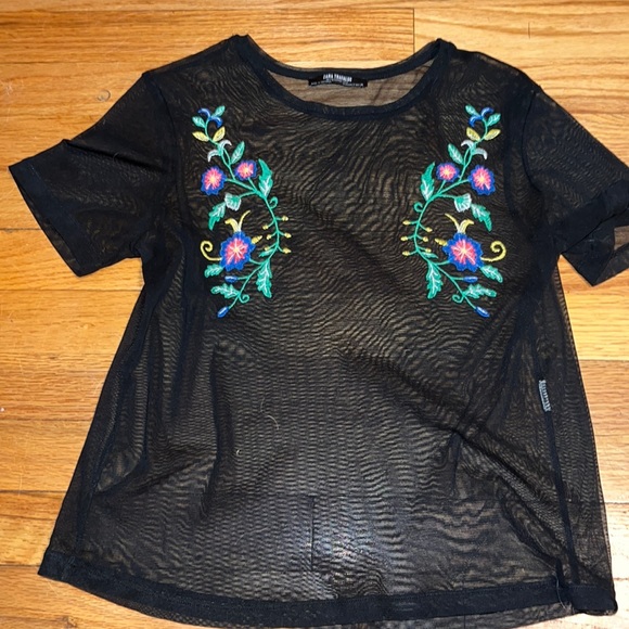 Zara | Tops | Shear Cute Designed Shirt | Poshmark